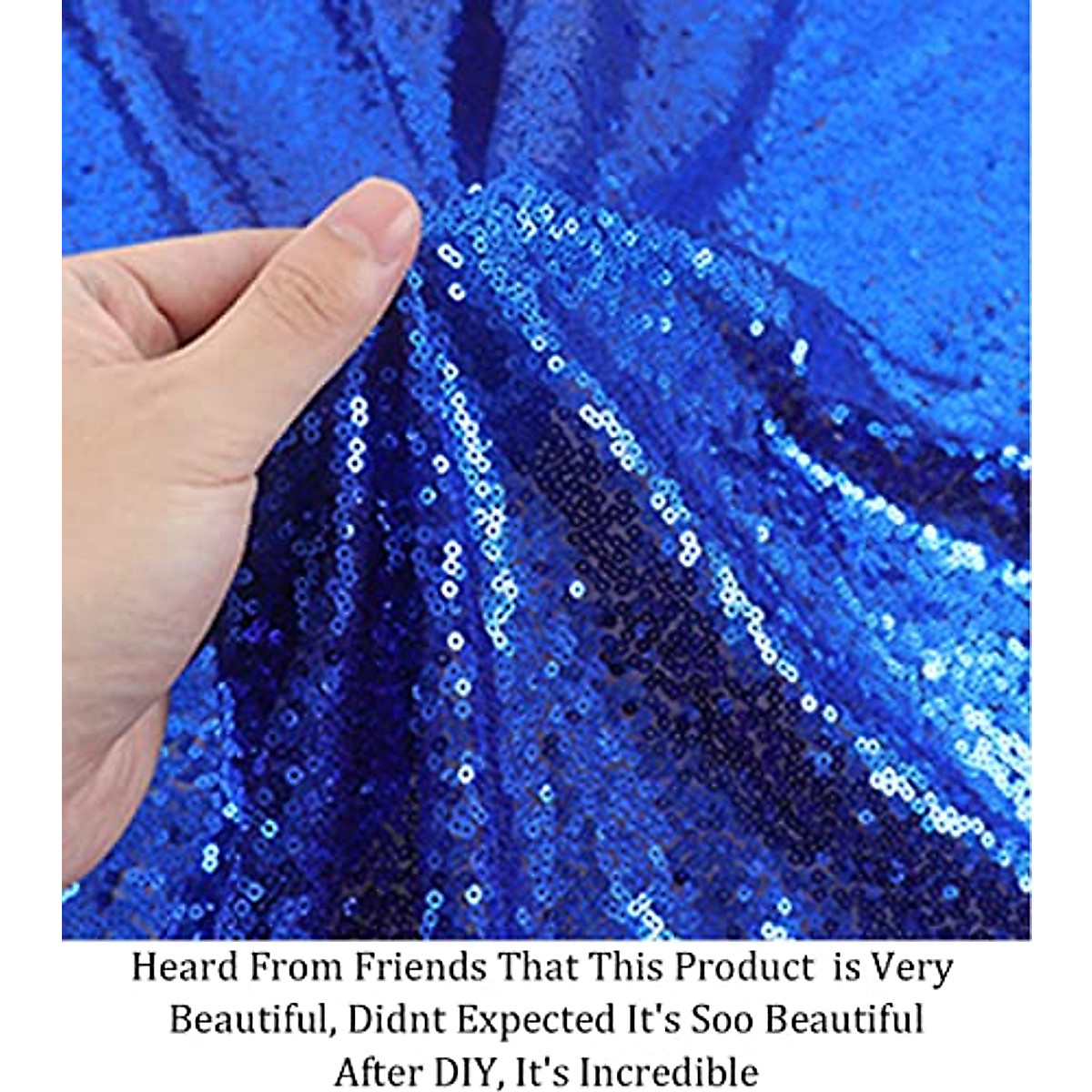 Pardecor Sequin Fabric by The Yard Glitter Fabric 1 Yard Little Mermaid Fabric Mesh Fabric Sequence Fabric Linen Material Fabric for Sewing Sparkle Cloth Fabric (1 Yard, Royal Blue)