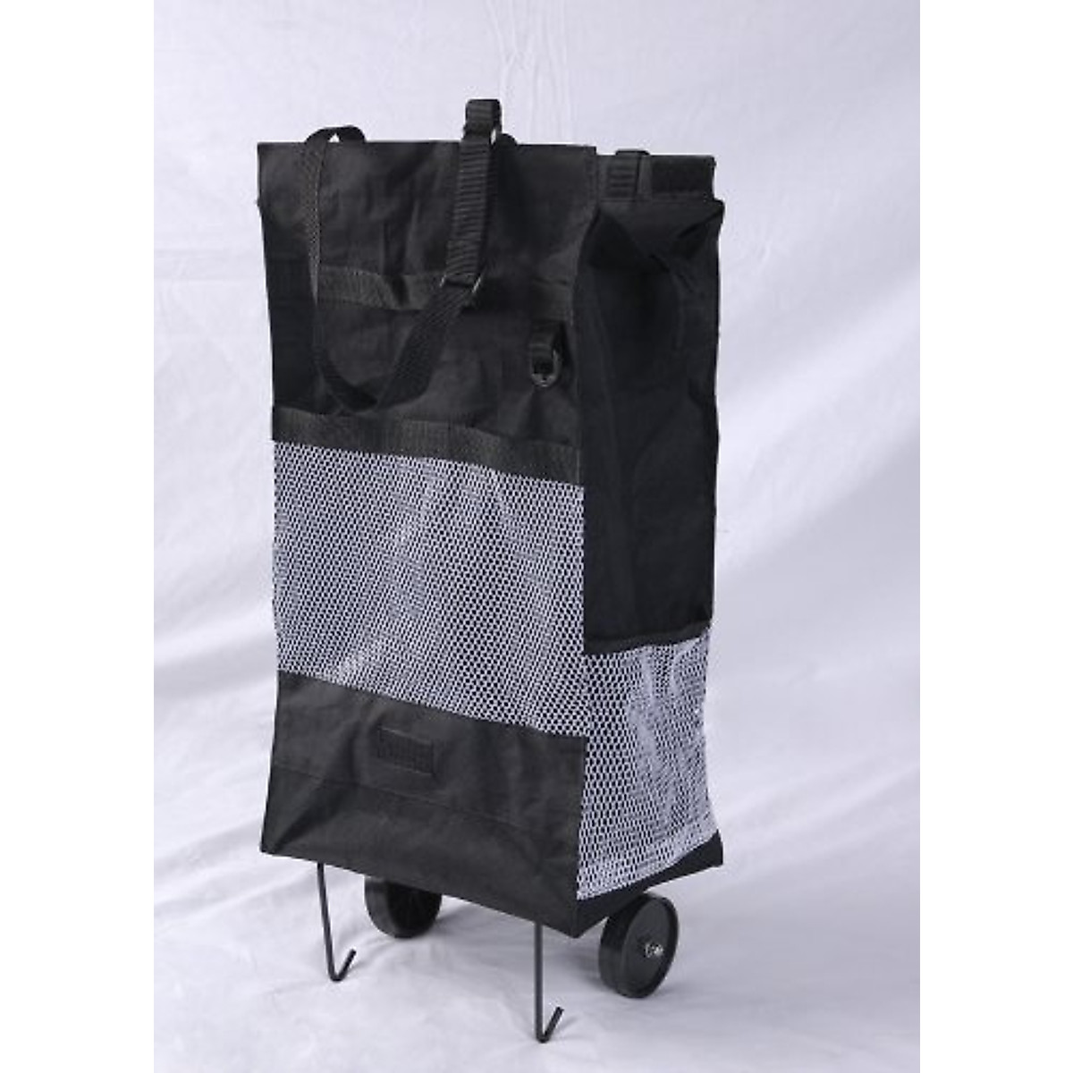 J&J Home Fashion Wheeled Shopping or Laundry Cart-Black