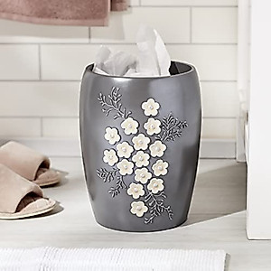 Popular Bath Bloomfield Grey Resin Trash Can, 9" x 6" x 9.5", Open-Top