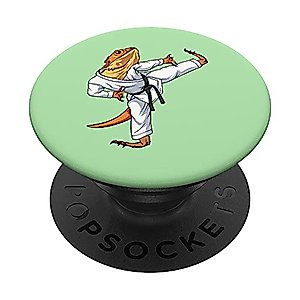 Funny Bearded Dragon Karate Reptile Pogona Martial Arts Pose PopSockets Swappable PopGrip