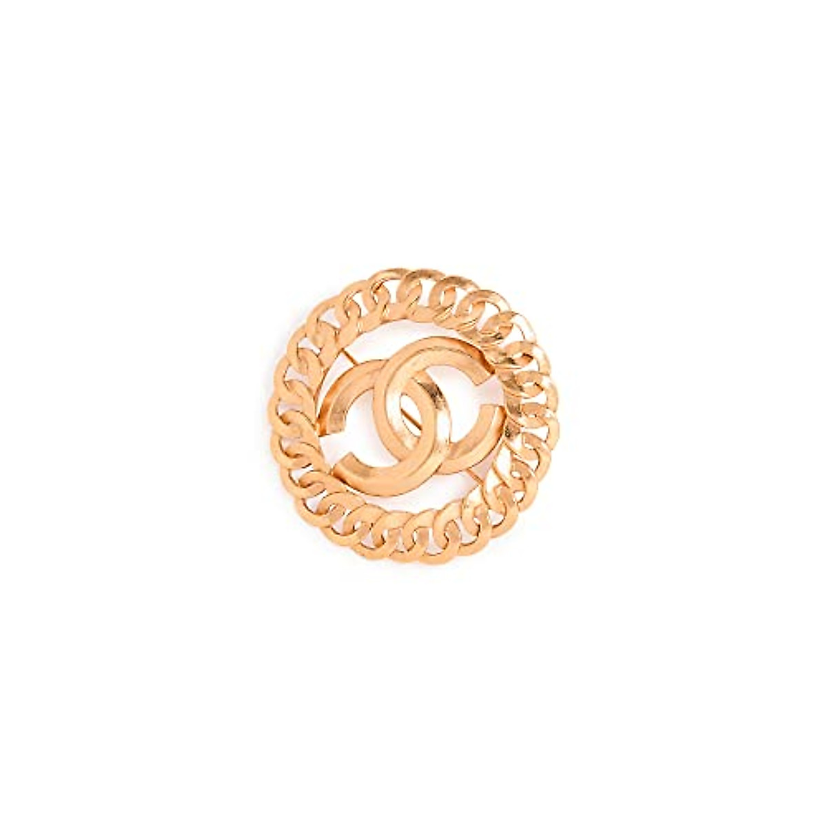 Chanel Women's Pre-Loved Gold Beveled Cc Circle Links Pin, Gold, One Size
