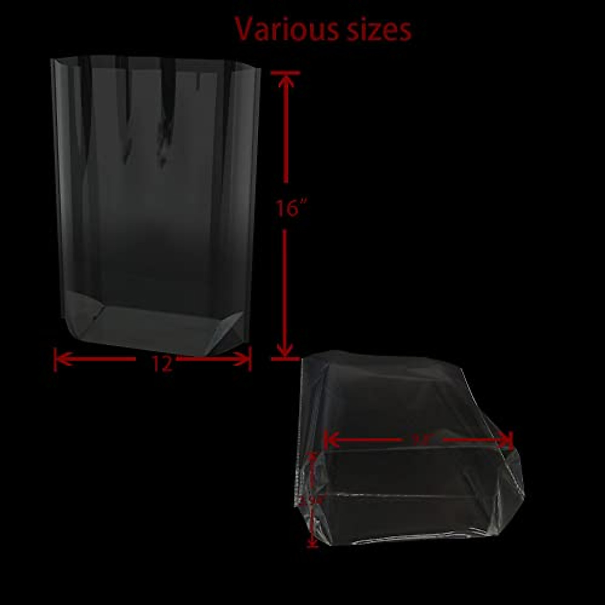 Keoferlo Flat Bottom Cellophane Bags Gusseted Cellophane Bags 12 x 16 x 3.94-inch Clear Goodie Bags with Ties Party Treat Basket Cellophane Bags for Cookie Decorate (100CT)