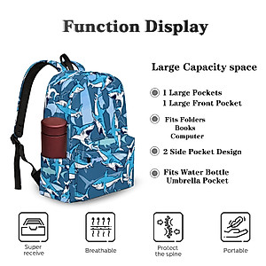 Shark Backpack Classic Shark Bookbag,Gradient Shark Laptop Bag with Multiple Pockets,Durable Shoulders Backpack (Gradient Shark)