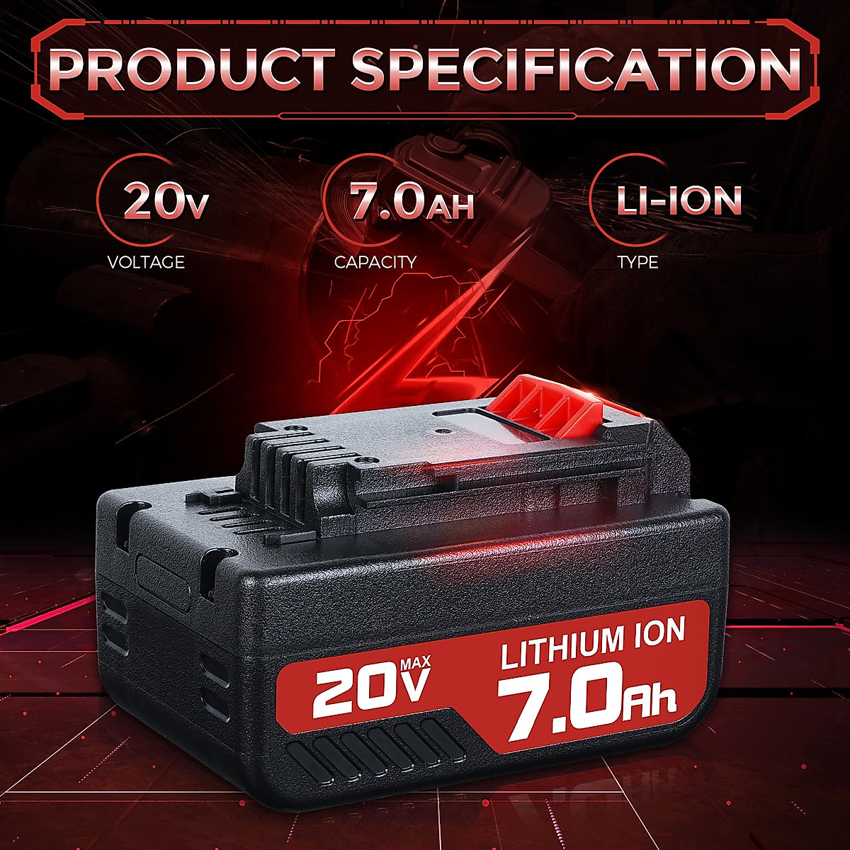 GROWFEAT 2Pack 7.0Ah Battery Replacement for Porter Cable 20V Battery + PCC692L Charger Replacement, Compatible with PCC685L PCC680L PCC682L PCC685LP for 20-Volt Lithium-ion Battery