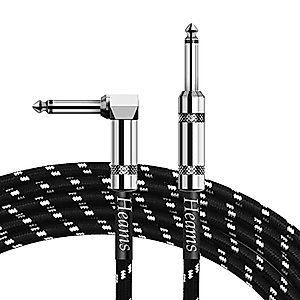 Heams Premium 10 FT Guitar Cable, 1/4 Inch Instrument Cable- Noise Free and Super Durable Guitar Chord- AMP Cord for Bass, Electric Guitar, Electric Mandolin, Right Angle