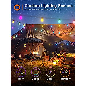 addlon 96FT Outdoor String Lights, Dimmable Outdoor Lights with Remote & APP Control, Patio Lights with 30 Waterproof Shatterproof LED Bulbs, Smart RGB String Lights Outsides Work with Alexa for Patio