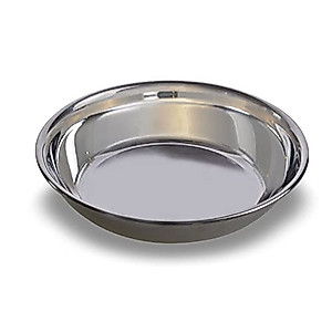 Van Ness Pets Whisker-Friendly Stainless Steel Cat Bowl, Wide Saucer Style Dish, 8 OZ, Natural