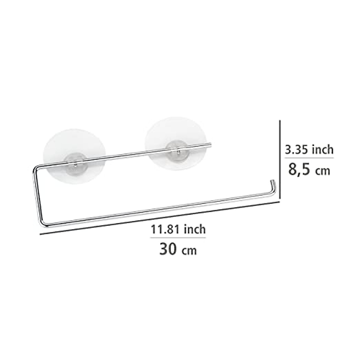 WENKO Paper Towel Holder Wall Mount in Silver, Under Counter Paper Towel Holder, Papertowel Holder, No Drilling and No Adhesives, Easy to Use, for Kitchen and Bath, 12x3 in