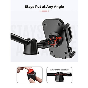 Car Cell Phone Holder Mount - Strong Suction Cup Windshield Dashboard Phone Holder, Long Arm Car Cell Phone Holder Compatible with iPhone 14 13 12 11 X 8 7 6 Series and Other Phones Under 6.9 inches