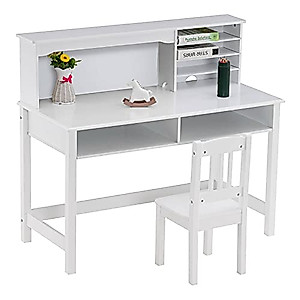 NC Painted Student Table and Chair Set A, White, 5-Layer Desktop, Multifunctional (1106066cm)