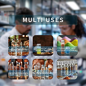 Njvial 50Pcs 10ml(1/3oz) Small Glass Vials with Lids Lab Sample Vials Empty Refillable Mini Glass Bottles with Silver Aluminum Screw Caps for DIY Crafts Essential Oils Storage Wedding Decoration