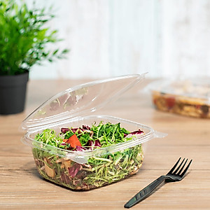 Karat 200 Count Clear PET Hinged Deli Take Out Containers - 32 oz Plastic Clamshell Food Containers, Disposable Square to Go Boxes, Ideal for Pasta Salads, Fruit, Deli Sides and More, FP-HDC32