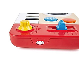Hape Kids Portable DJ Mix and Spin Studio Music Toy Playset with Lights, Sound, and 18 Key Keyboard for Kids Ages 1 to 5 Years , Red