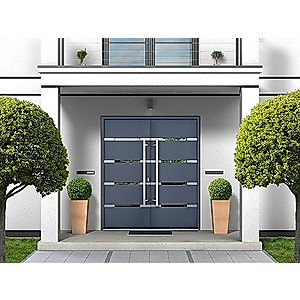 Front Exterior Prehung Metal Double Doors/Deux 1105 Gray Graphite Mirrored Glass/Entry Modern Painted Right Inswing Active Door 72" x 80"