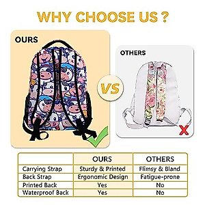 NICEFORNICE Custom Cow Print Backpacks Kids, 16 Inch Cute Backpack for School, Colorful Lightweight Bookbag for Girls