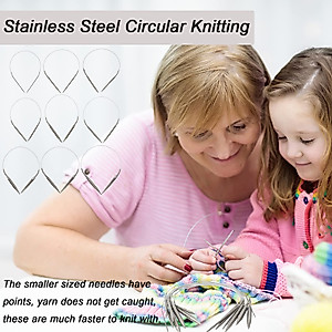 9 Pieces Size Marked US 0-15 Circular Knitting Needles Stainless Steel Knitting Needles Set for Beginner (16 Inch)