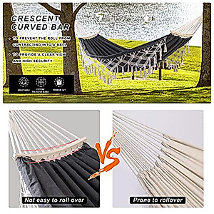 Leize Hammock Hanging Swing Double Boho Brazilian Macrame Fringe Max 500 lbs for Indoor Outdoor Patio Yard Garden