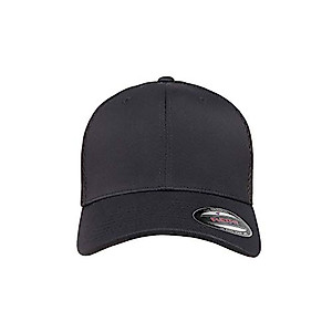 Flexfit Unisex Ultrafibre Airmesh Fitted Trucker Hat, Black, Large-X-Large