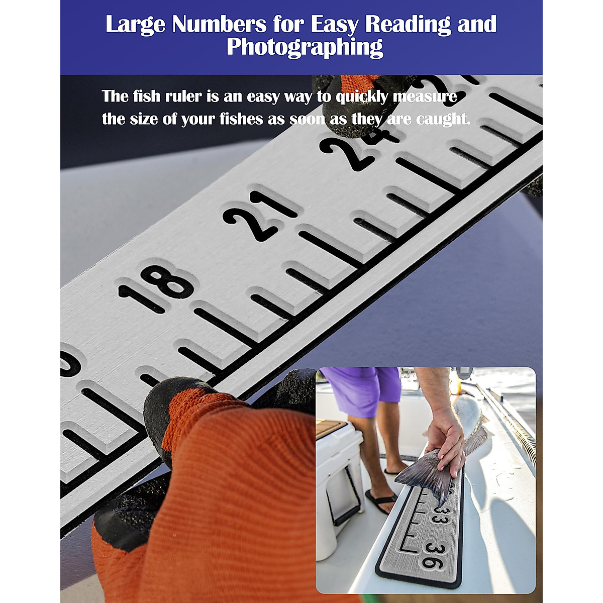 36" Fish Ruler for Boat EVA Foam Fish Measuring Ruler with Self-Adhesive Backing Fish Measurement Tape Sticker Tool for Fish Boat 36 inch