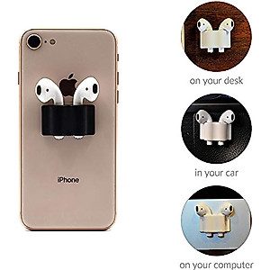 POPMAGNETZ Podify (2-Pack) AirPods Holder Stick On Adhesive Silicone Earbud Sleeve Case Attachment Accessory for Back of Cell Phone, iPhone & Android, Fits AirPods & AirPods Pro (Clear)