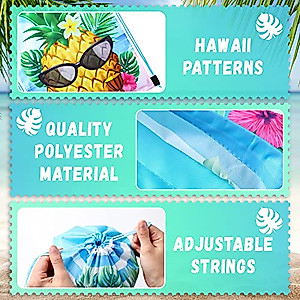 24 Pcs Hawaiian Party Favor Bags Hawaii Themed Aloha Drawstring Bags Tropical Goodie Bags Flamingo Gift Bag for Birthday, Bridal Shower, Events, Summer, Beach, Pool Backpack, 12 x 10 Inch