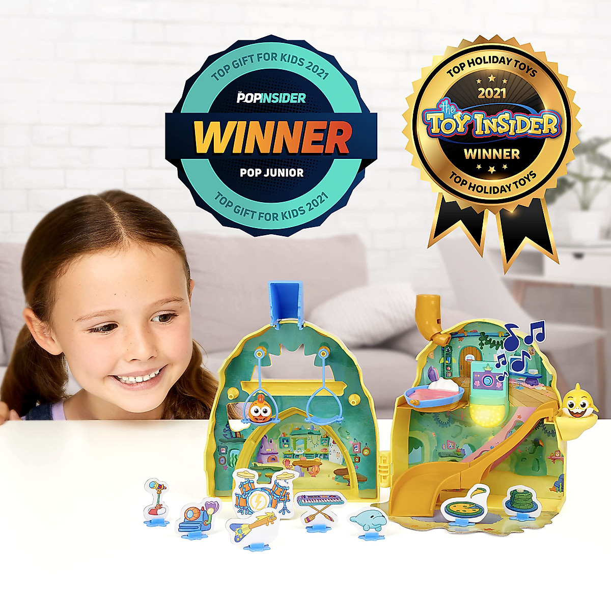 WowWee Baby Shark's Big Show! Shark House Playset – Lights and Sounds Toddler Playset – Interactive Baby Shark Toy