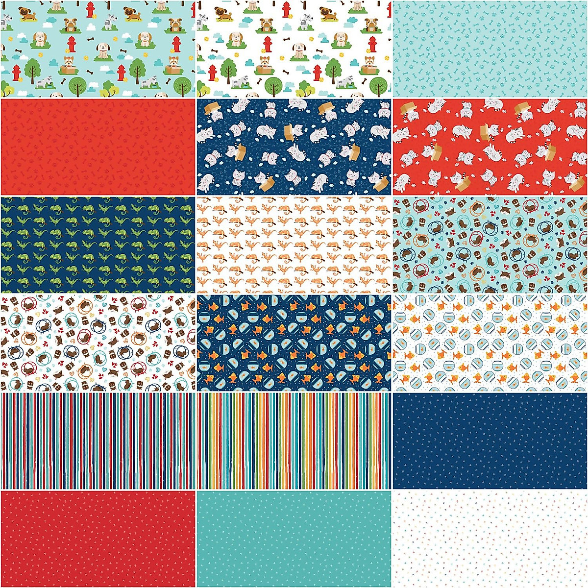 Lori Whitlock Pets Rolie Polie 40 2.5-inch Strips Jelly Roll Riley Blake Designs RP-13650-40