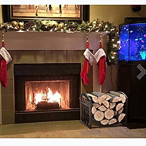 Firewood Rack Holder With Decorative Scroll Design- Metal Outdoor Indoor Log Storage Bin for Fireplace Firepit and Wood Stove by Home-Complete (Brown)