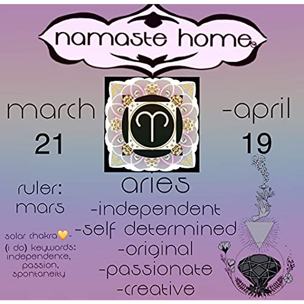 Aries Candle,Aries Gift, Zodiac Candle, Astrology Gift, Handmade Candle with Crystals, Rose Petals, Lavender Buds (8 oz)