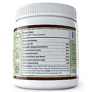 Natural Dog Company Hip & Joint Chews, Chicken Liver & Turmeric Flavor, with Glucosamine Chondroitin for Dogs, Maintains Bone and Joint Health, Supplements for Seniors and Puppies, 90 Count