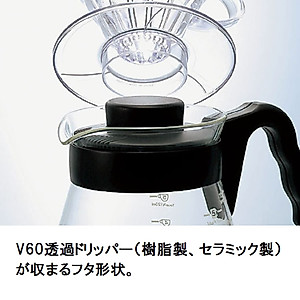 Hario V60 Glass Coffee Server Pour Over Carafe Microwave Safe 1000mL, Black