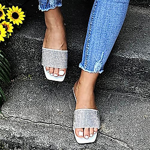 Sandals for Women Casual Summer, Women's Flat Sandals Peal Slip-On Open Toe Sandals Fashion Beach Comfy Sandals White