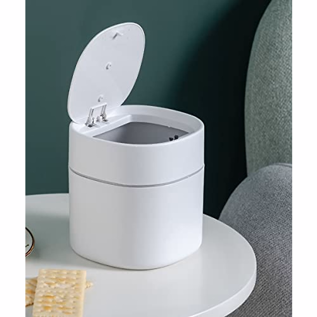 Lawei 2 Pack Mini Trash Can with Lid, 2 Liter/0.5 Gallon Countertop Trash Can Wastebasket Desktop Garbage Can for Bathroom Vanity, Desktop, Kitchen, Tabletopand Office