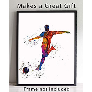 Male Soccer Player Abstract Sport Wall Art Print 11x14, Ideal for Teen Boy Bedroom Decor, Club Locker Rooms, Coaches and Fans