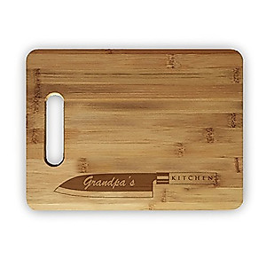 Grandpa's Kitchen Laser Engraved Custom Bamboo Cutting Board - Wedding, Housewarming, Anniversary, Birthday, Holiday, Gift