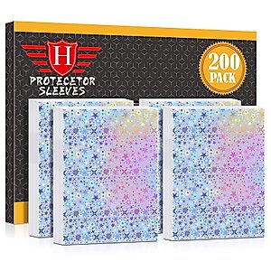 200 PCS Star Laser Flashing Trading Card Sleeves, Holographic Photocard Sleeves Kpop Card Protector for Cards Sports Cards