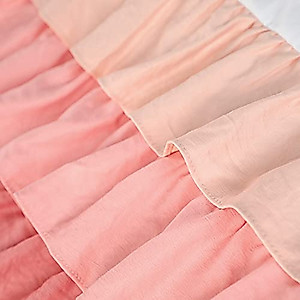Peach Coral 3 Tiered Ruffled Crib Skirt Baby Girl Nursery Bedding Dust Ruffle (Coral)…