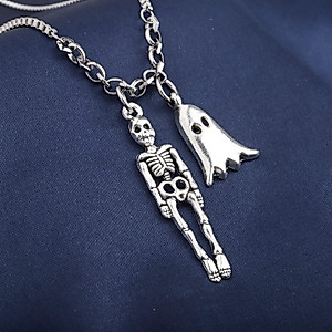 TIIMG Skeleton and Ghost Charm Bracelet scary movies themed Gifts (Skeleton Ghost)