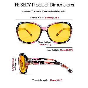 FEISEDY Classic Womens Night Glasses Driving Anti Glare Wrap Around Yellow Sunglasses B2548
