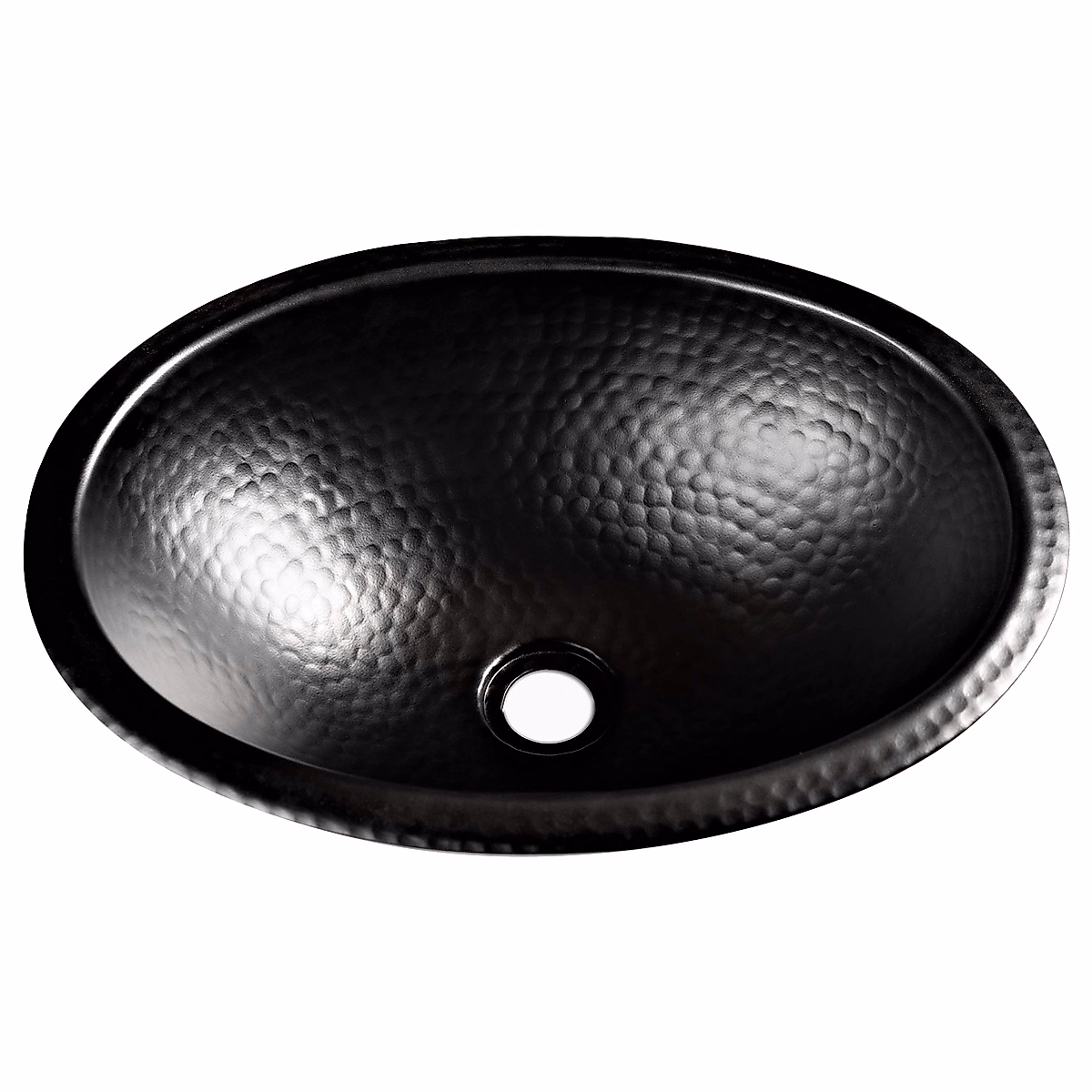 Monarch Abode 19103 Matte Black Hand Hammered Oval Drop-in Bathroom Vanity Sink (17 inches)