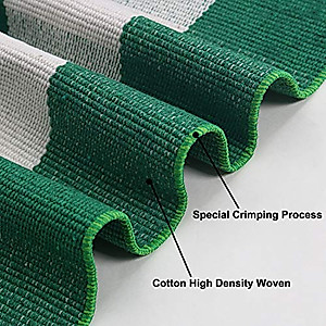 uxcell Buffalo Check Rug,Plaid Outdoor Rug,Layered Door Mat,Cotton Gingham Rugs,Floor Mat for Front Porch/Runner/Bedroom/Kitchen/Farmhouse 35"x24" Green & White