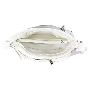 Zzfab Triple Zipper Locking Concealed Carry Crossbody Bag - CCW Concealed Carry Purse (White)