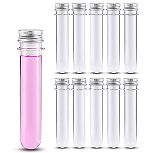 Oopsu 25 Pcs Test Tubes 40ml(140mm), High-Impact Clear Plastic Test Tubes with Screw Caps, Party Decoration, Drinks Deployment, Bath Salt Candy Tubes Plastic Vials