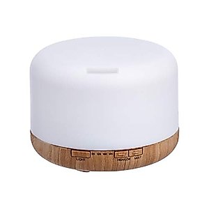 Amazon Basics 500ml Ultrasonic Aromatherapy Essential Oil Diffuser, Classic Wood Grain Base, Includes Timer and 7-Color Night Light