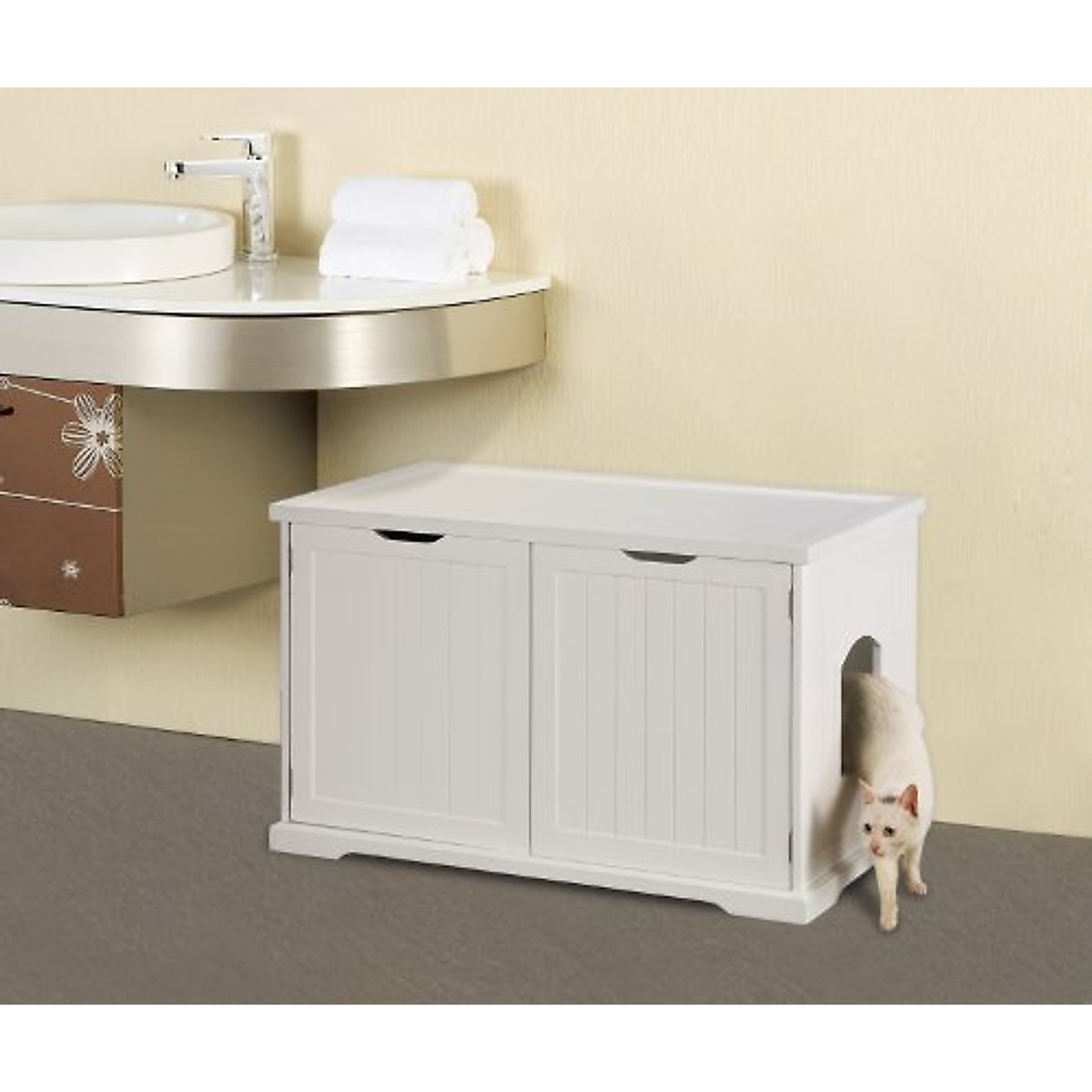 Merry Products Cat Washroom Bench, White