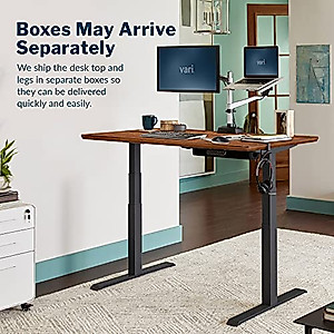 Vari- Standing Desk Adjustable Height (60" x30')- Electric Sit-Stand Computer Desk for Work or Home Office- Dual Motor with Memory Presets- Adjustable Desk from Varidesk- Darkwood