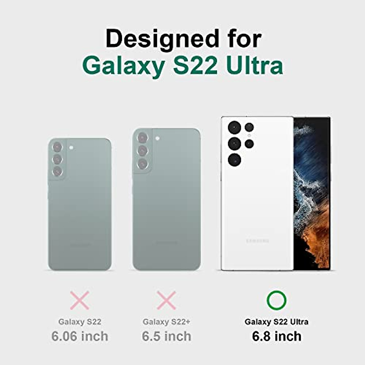 Wirvyuer for Samsung Galaxy S22 Ultra Case Cute Slim Shockproof Phone Case with Wireless Charging Support and Protection, Purple