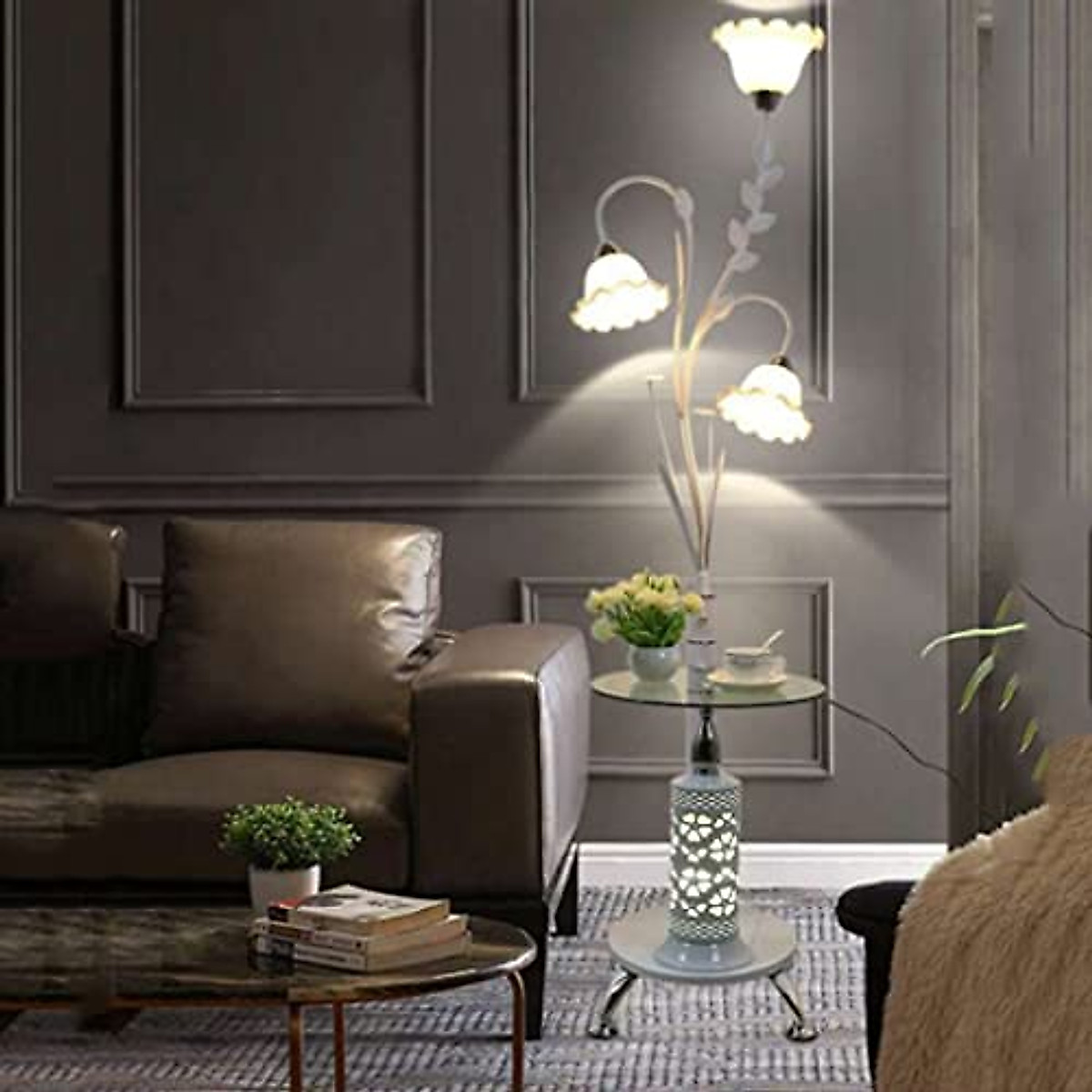 MMLLZEL Floor Lamp with Coffee Table, Creative Bedroom Bedside Table Lamp Beside The Sofa in The Nordic Living Room