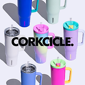 Corkcicle Cruiser Insulated Tumbler with Handle and Straw, 80's Windbreaker, 40 oz – Reusable Water Bottle Keeps Beverages Cold for 20 Hours, Hot for 9 Hours – Cupholder Friendly, Spill Proof Tumbler