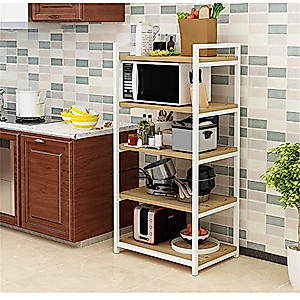 JF-XUAN Kitchen Shelf Microwave Oven Rack Multifunctional Open Microwave Oven Rack 5-layer Kitchen Storage Shelf Compatible with Kitchen Utensils Towels And Accessories Large Microwave Oven Rack (C